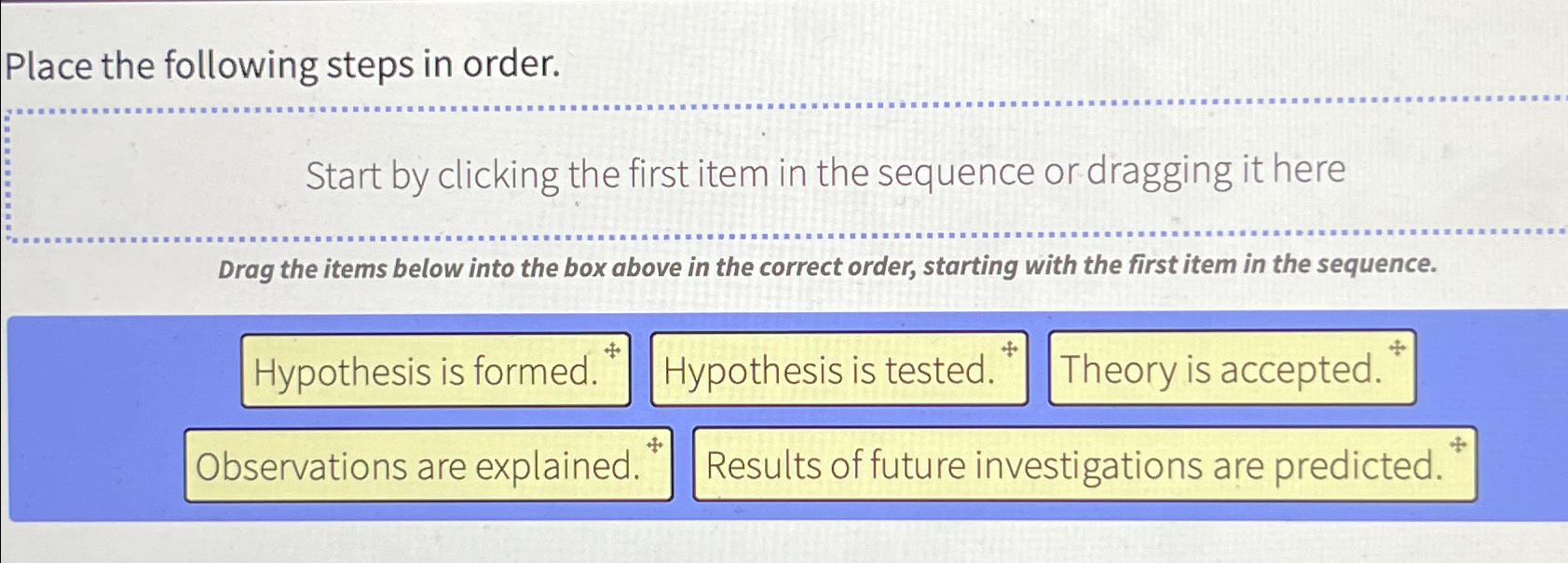 Solved Place the following steps in order.Start by clicking | Chegg.com
