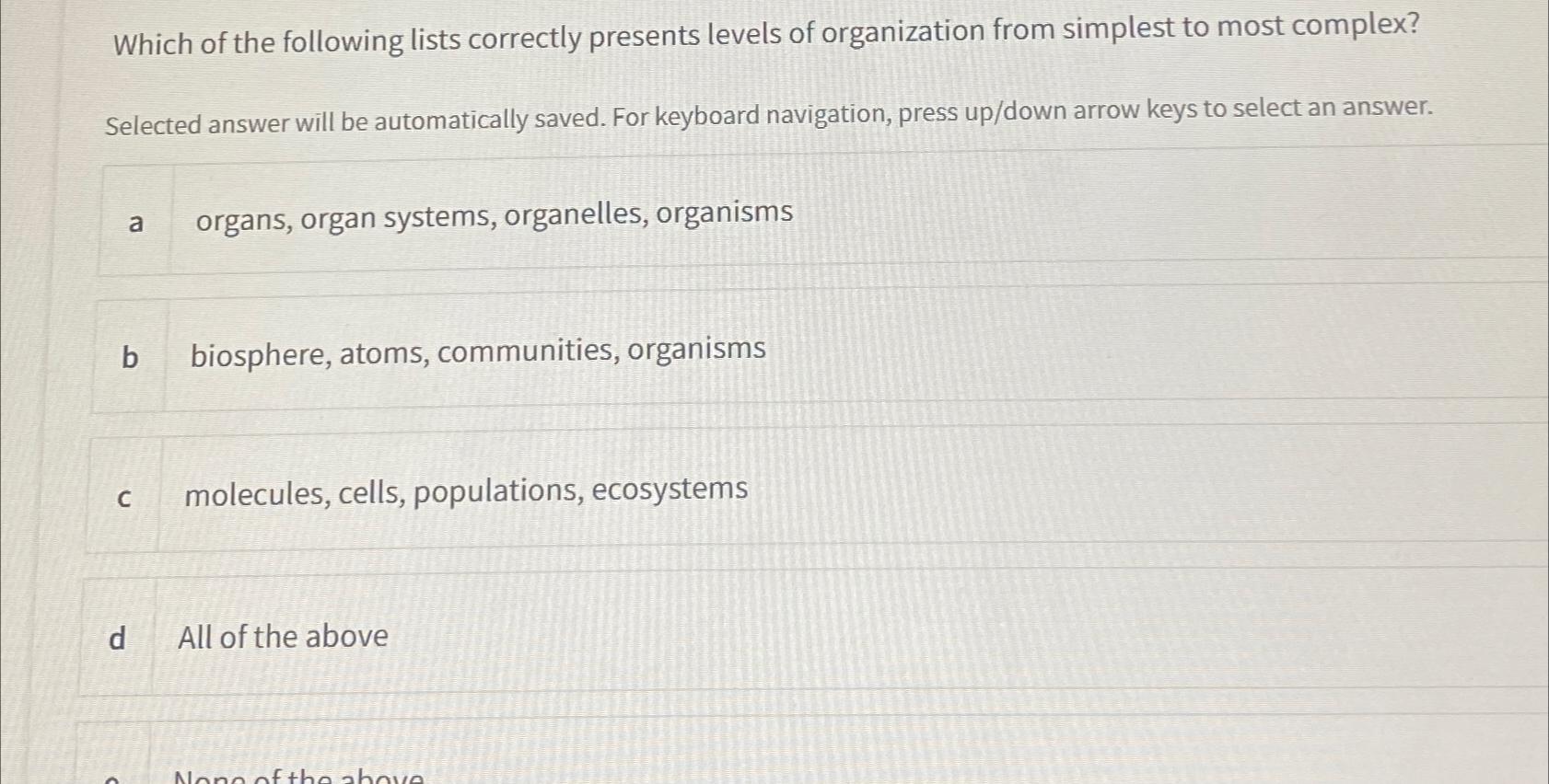 Solved Which of the following lists correctly presents | Chegg.com