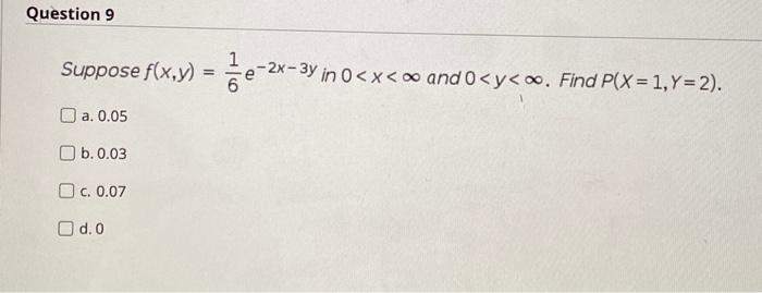Solved Question 8 Suppose the joint probability distribution | Chegg.com