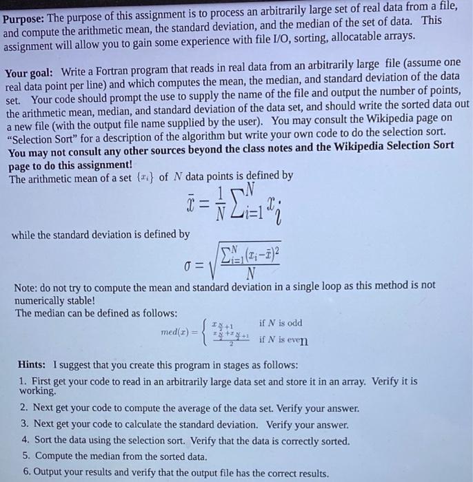 Purpose: The purpose of this assignment is to process | Chegg.com