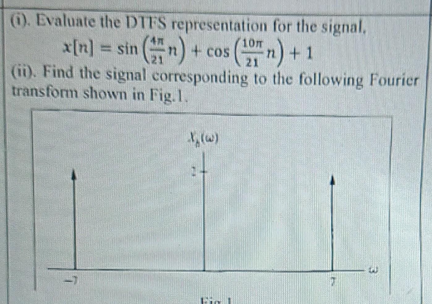 Solved (i). Evaluate the DIFS representation for the signal, | Chegg.com