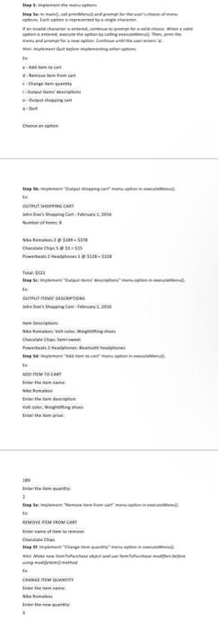 Solved Step 1: Create ItemToPurchase.java - Class definition | Chegg.com