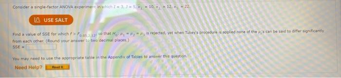 Solved Consider a single-factor ANOVA experiment in which I | Chegg.com