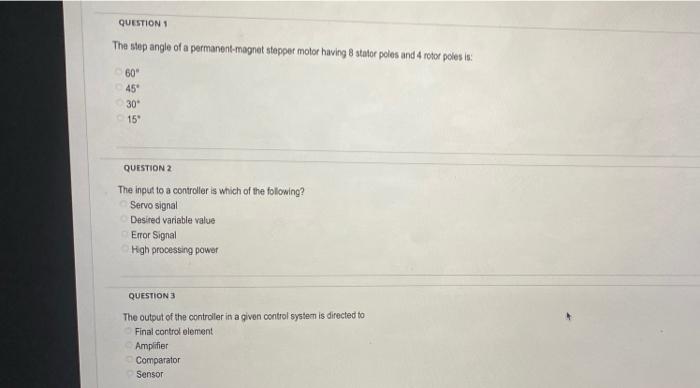 Solved QUESTION 1 The step angle of a permanent magnet | Chegg.com