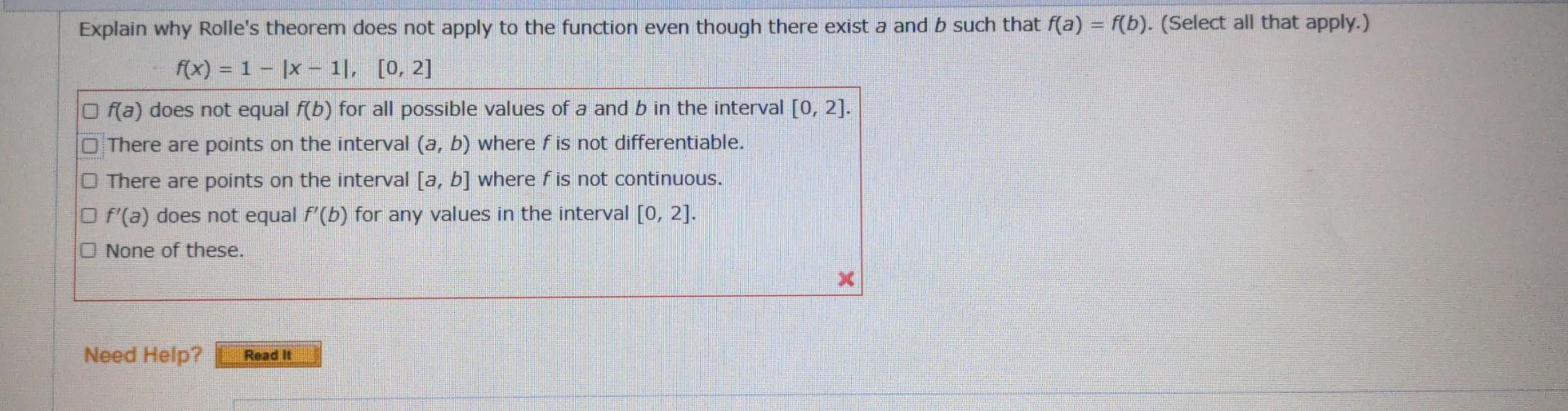 Solved Explain why Rolle's theorem does not apply to the | Chegg.com
