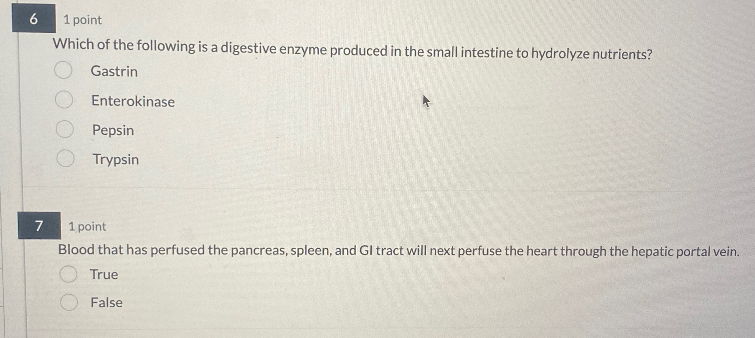 Solved 61 ﻿pointWhich of the following is a digestive enzyme | Chegg.com