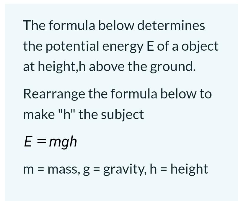 Solved The formula below determines the potential energy E | Chegg.com