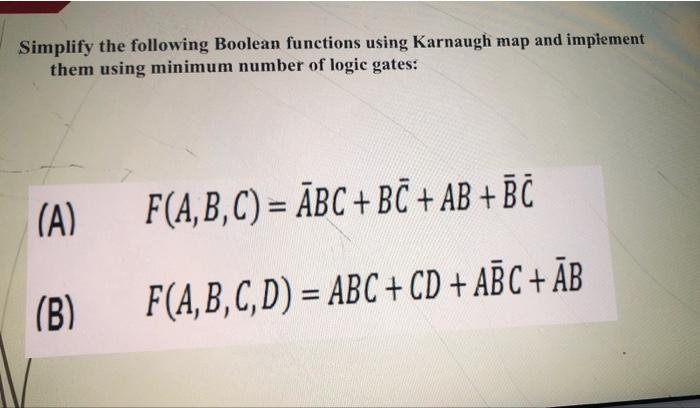 Solved Simplify the following Boolean functions using | Chegg.com