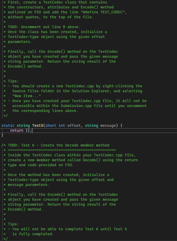TODO: Test 5 - ﻿Create a TextCodec class and | Chegg.com