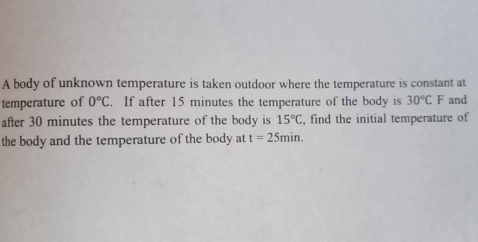 Solved A body at a temperature of 200°F is placed in room at | Chegg.com