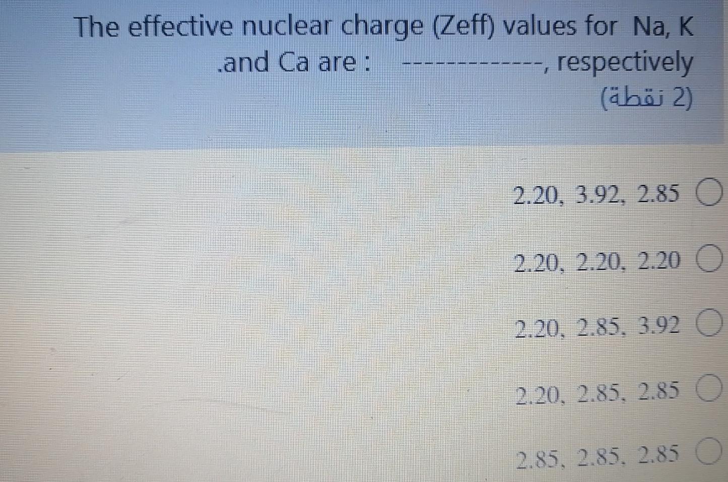 Solved The effective nuclear charge (Zeff) values for Na, K | Chegg.com