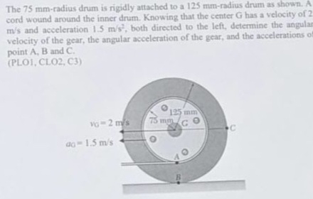 Solved The 75mm-radius drum is rigidly attached to a | Chegg.com