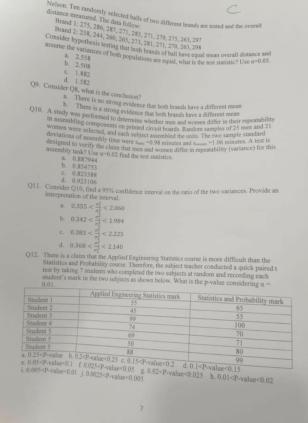 Solved Nelson. Ten randomly selected balls of two different | Chegg.com