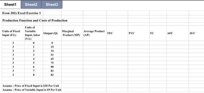 Solved Econ 202s Excel Exercise 1 Use Excel to measure | Chegg.com
