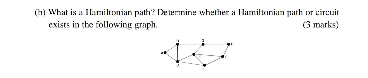 Solved (b) What is a Hamiltonian path? Determine whether a | Chegg.com
