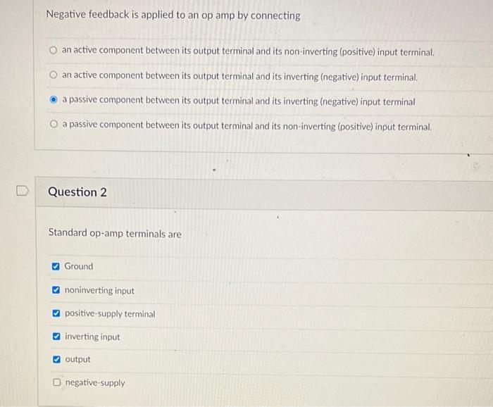 Solved Negative feedback is applied to an op amp by | Chegg.com