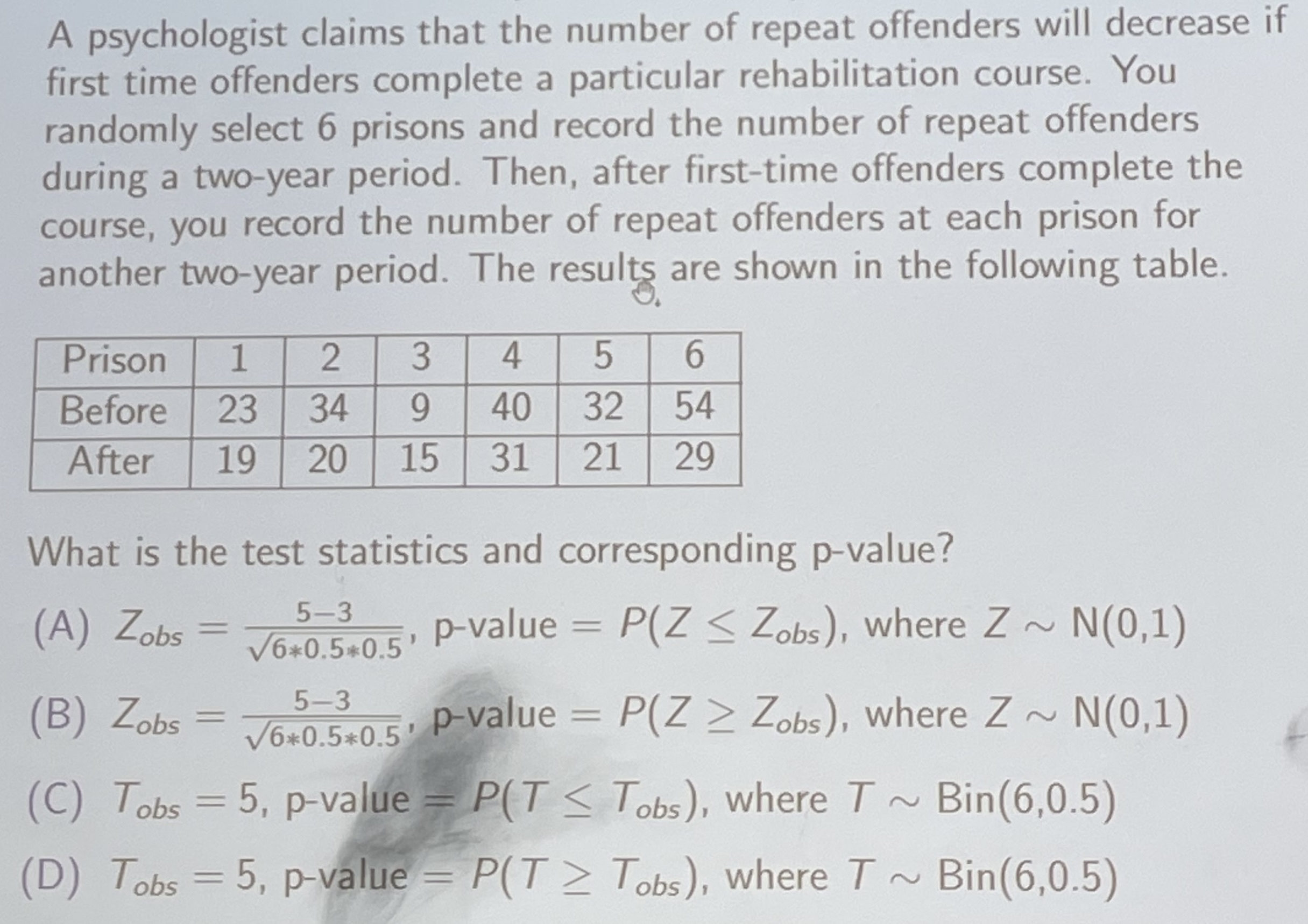 Solved A psychologist claims that the number of repeat | Chegg.com