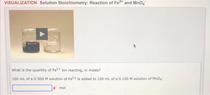 Solved VISUALIZATION Solution Stoichiometry: Reaction of | Chegg.com