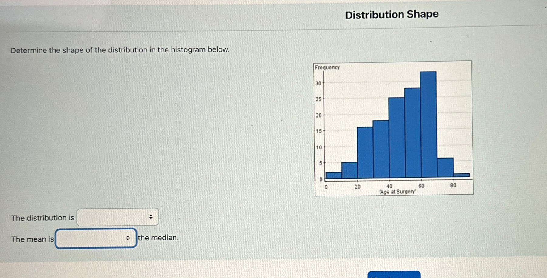 Solved Distribution ShapeDetermine the shape of the | Chegg.com
