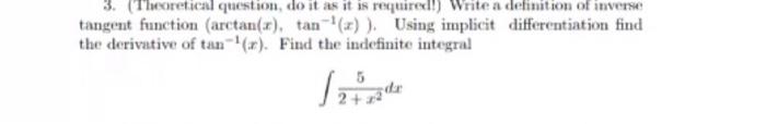 Solved tangent function (arctan(x),tan−1(x)). Using implicit | Chegg.com