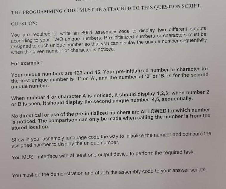 Solved Microprocessor Unique numbers are 5 digit | Chegg.com