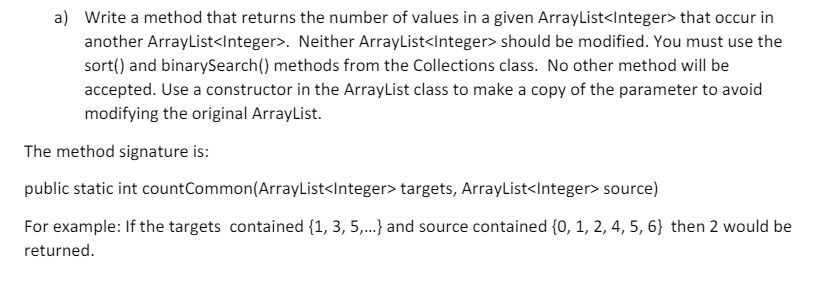 Solved a) (In Java) ﻿Write a method that returns the number | Chegg.com