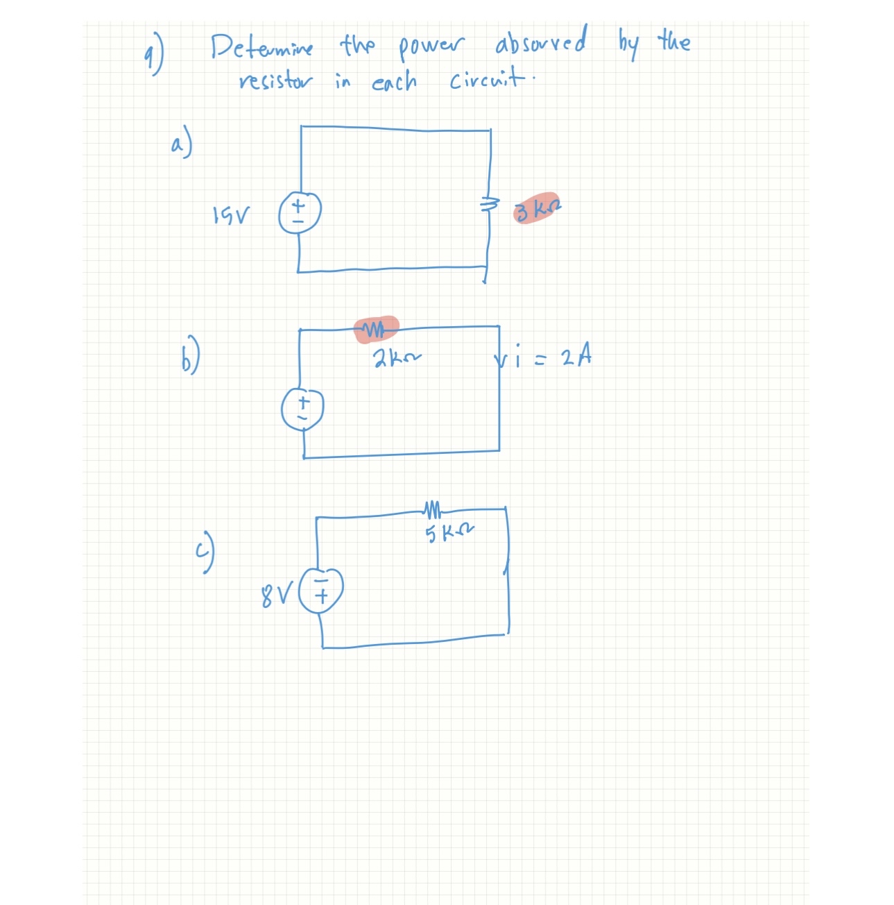 Solved Determine the power absorred by the resistor in each | Chegg.com