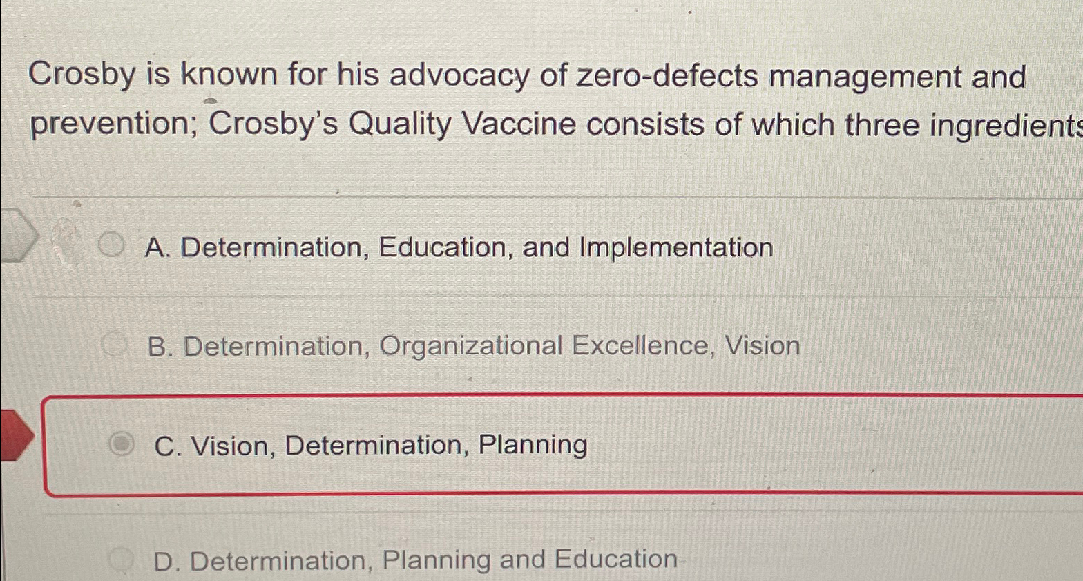 Solved Crosby is known for his advocacy of zero-defects | Chegg.com