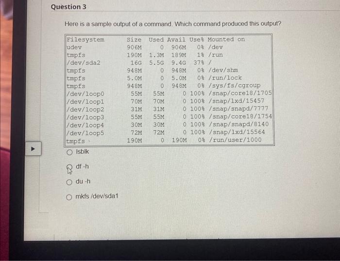 Solved Here is a sample output of a command. Which command | Chegg.com