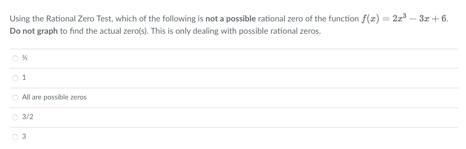 Solved Using the Rational Zero Test, which of the following | Chegg.com