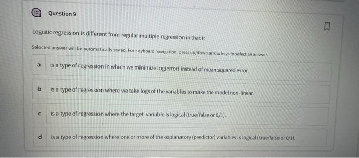 Solved Logistic regression is different from regular | Chegg.com