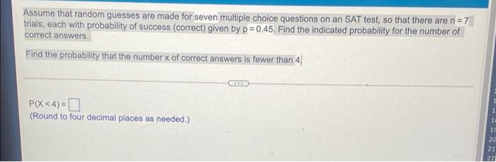 Solved Assume that random guesses are made for seven | Chegg.com