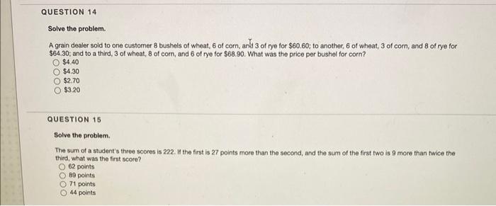 Solved A grain dealer sold to one customer 8 bushels of | Chegg.com
