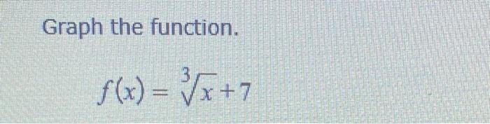 Solved Graph the function. f(x) = x+7 | Chegg.com