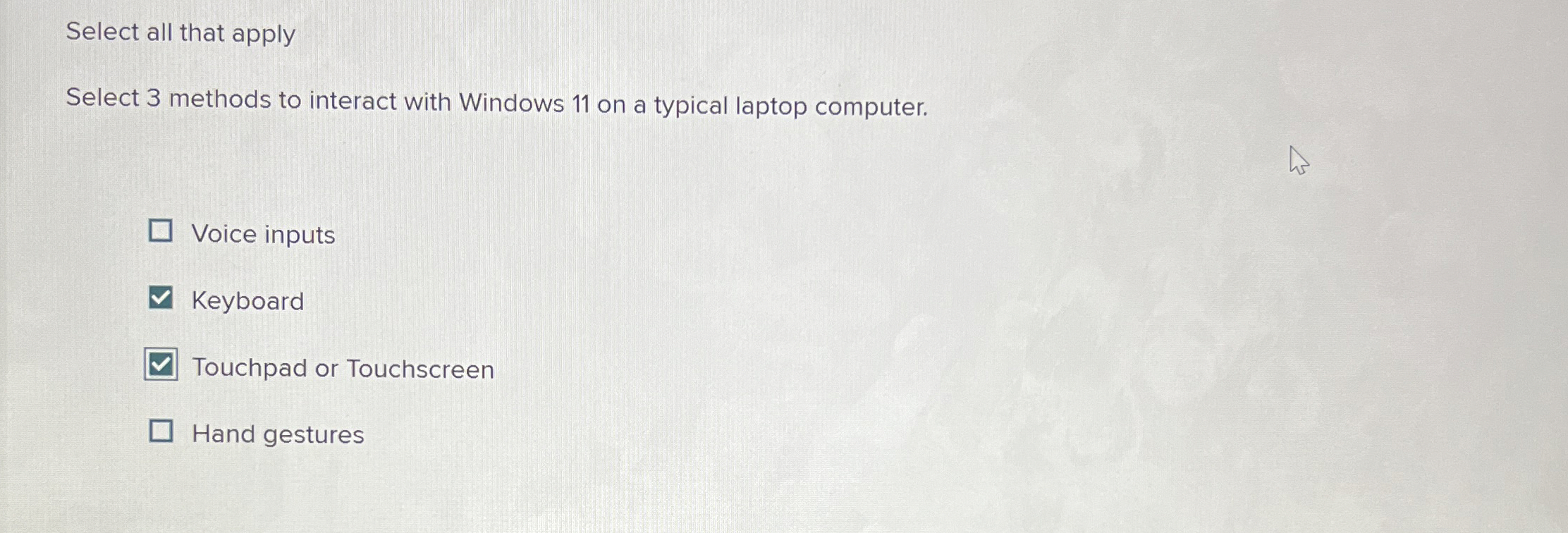 Solved Select all that applySelect 3 ﻿methods to interact | Chegg.com