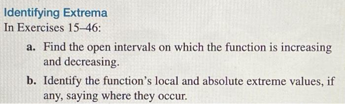Solved Identifying Extrema In Exercises 15-46: a. Find the | Chegg.com
