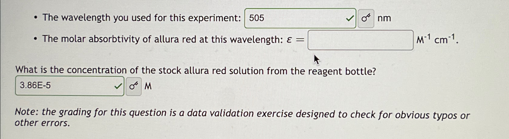 Solved The molar absorbtivity of allura red at this | Chegg.com