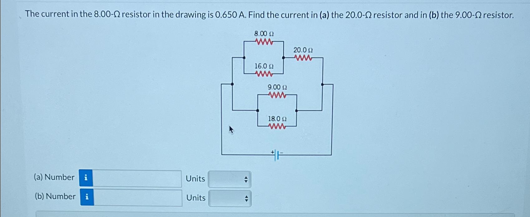 Solved The current in the 8.00-Ω ﻿resistor in the drawing is | Chegg.com