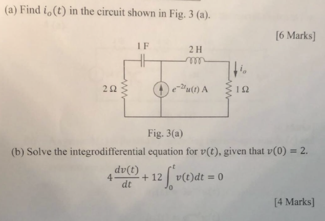 Solved find io(t) ﻿in the circuit shown in fig. (a) ﻿Find | Chegg.com