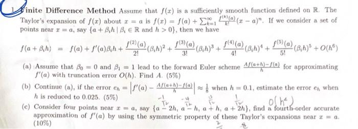 Solved Finite Difference Method Assume that f(x) is a | Chegg.com