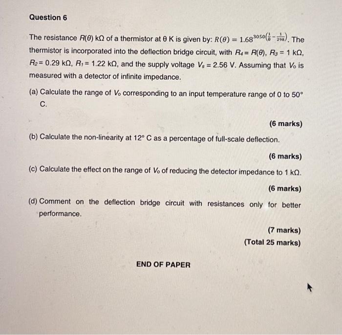 Solved The resistance \\( R(\\theta) \\mathrm{k} \\Omega \\) | Chegg.com