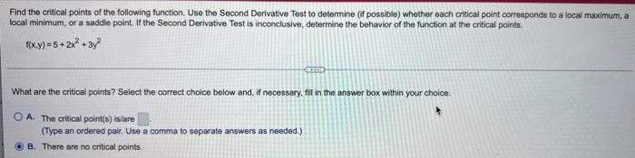 Solved Find the critical points of the following function. | Chegg.com