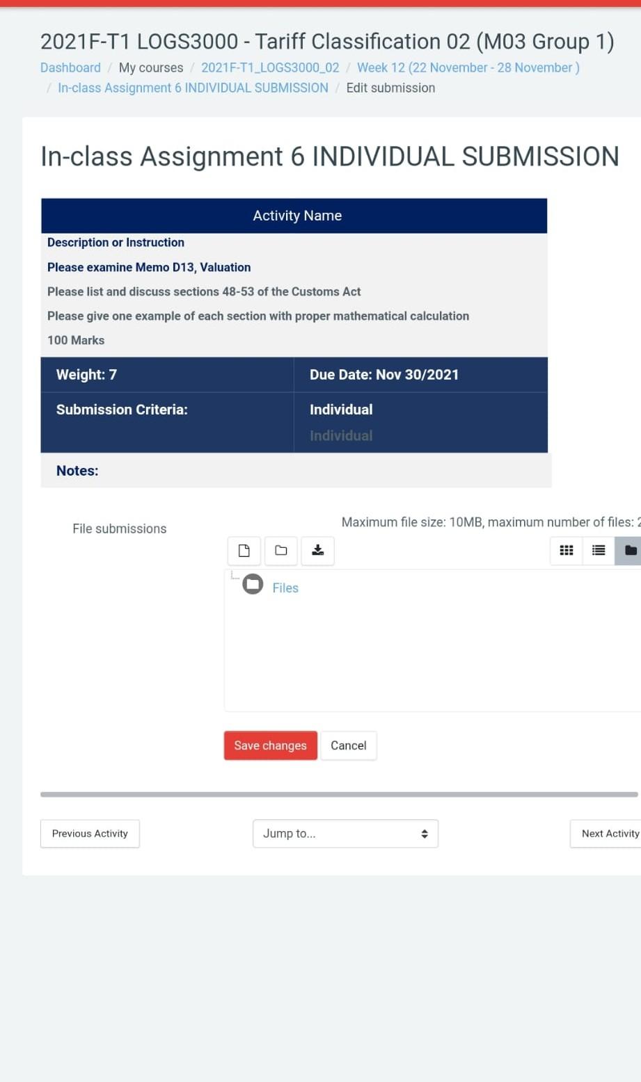 Solved 2021F-T1 LOGS3000 - Tariff Classification 02 (M03 | Chegg.com