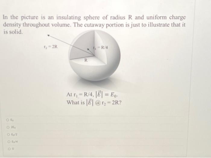Solved In the picture is an insulating sphere of radius R | Chegg.com