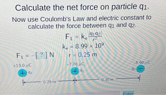 Solved Calculate the net force on particle q1. Now use | Chegg.com