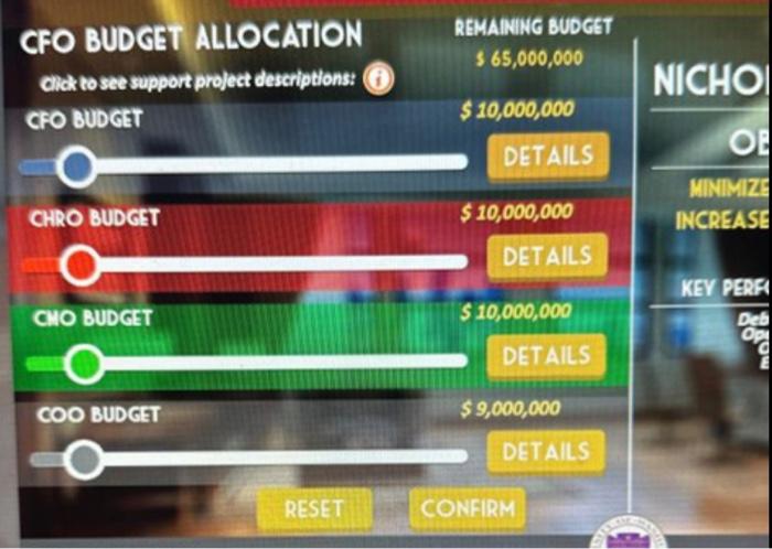 Solved CFO BUDGET ALLOCATION Click to see support project | Chegg.com