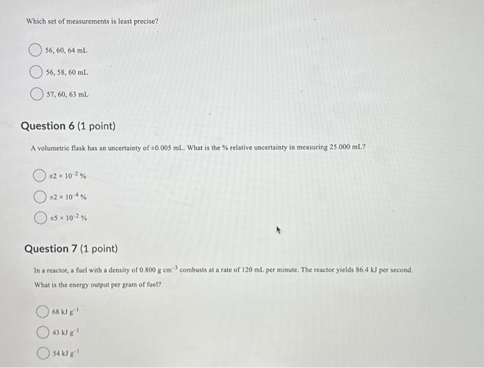Solved Which set of measurements is least precise? 56, 60, | Chegg.com