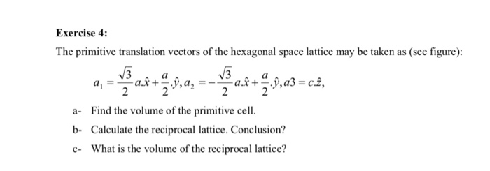 Solved Exercise 4: The primitive translation vectors of the | Chegg.com