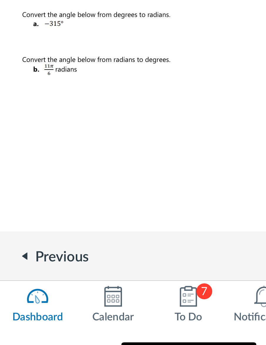 Solved Convert the angle below from degrees to | Chegg.com
