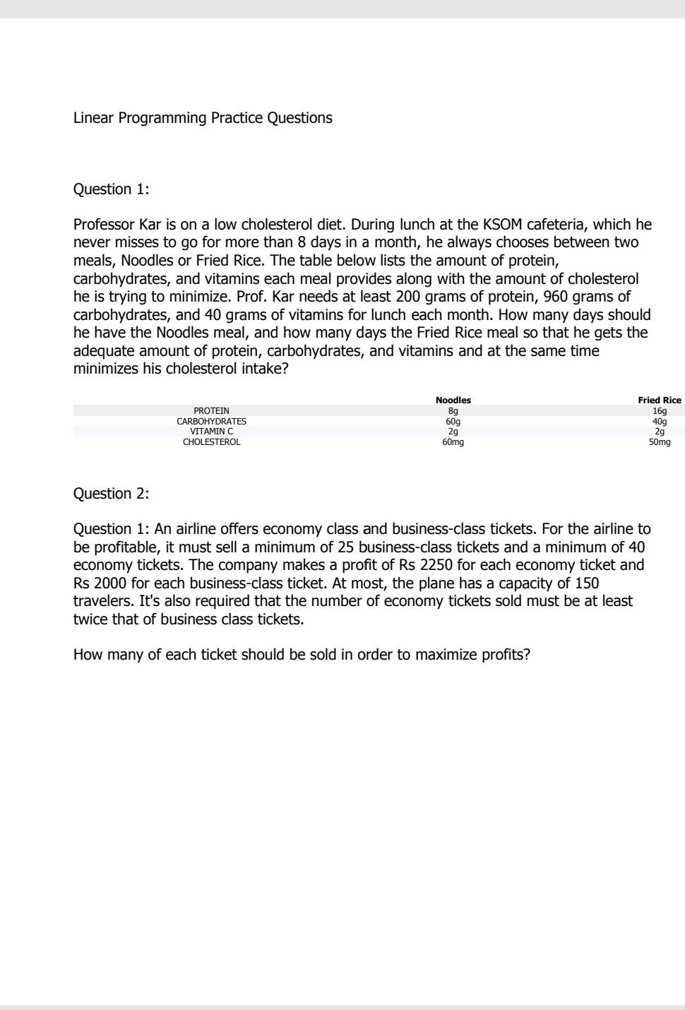 Linear Programming Practice Questions Question 1: | Chegg.com
